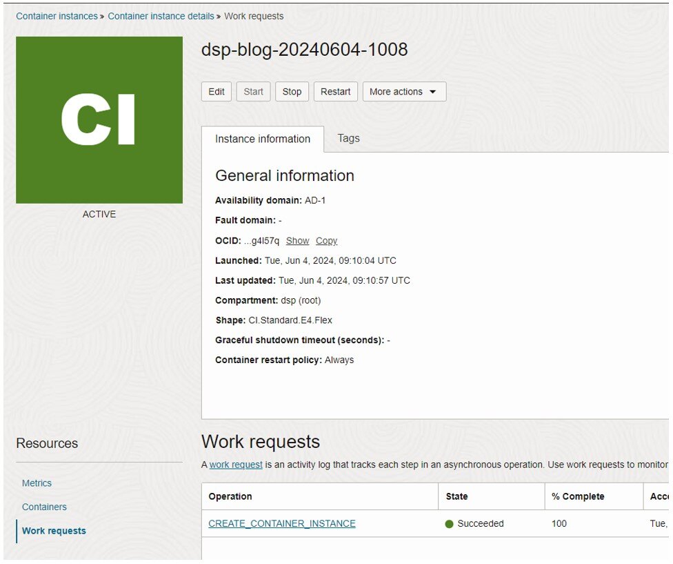Deploying a .NET core app on OCI (Container instance)
